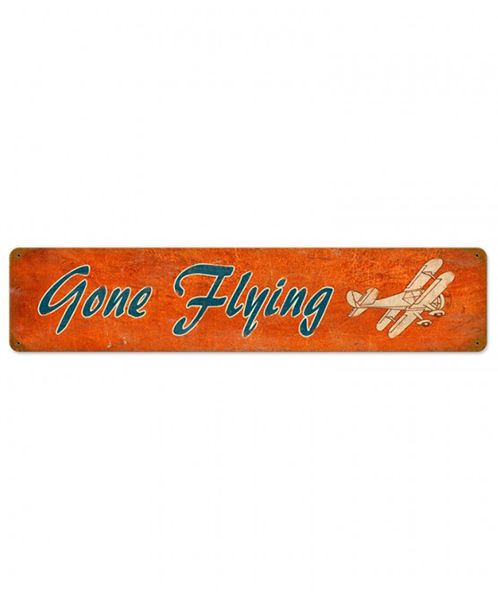 Gone Flying Biplane Metal Sign