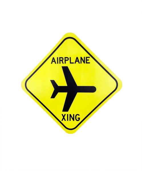 Airplane Crossing Sign Sticker