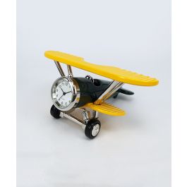 Yellow & Green Biplane Clock